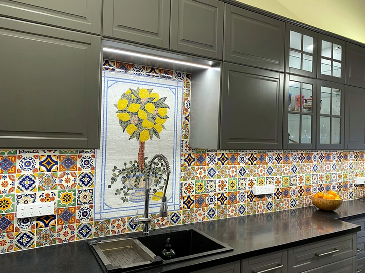 Moroccan Lemon Tree Mosaic Design Art