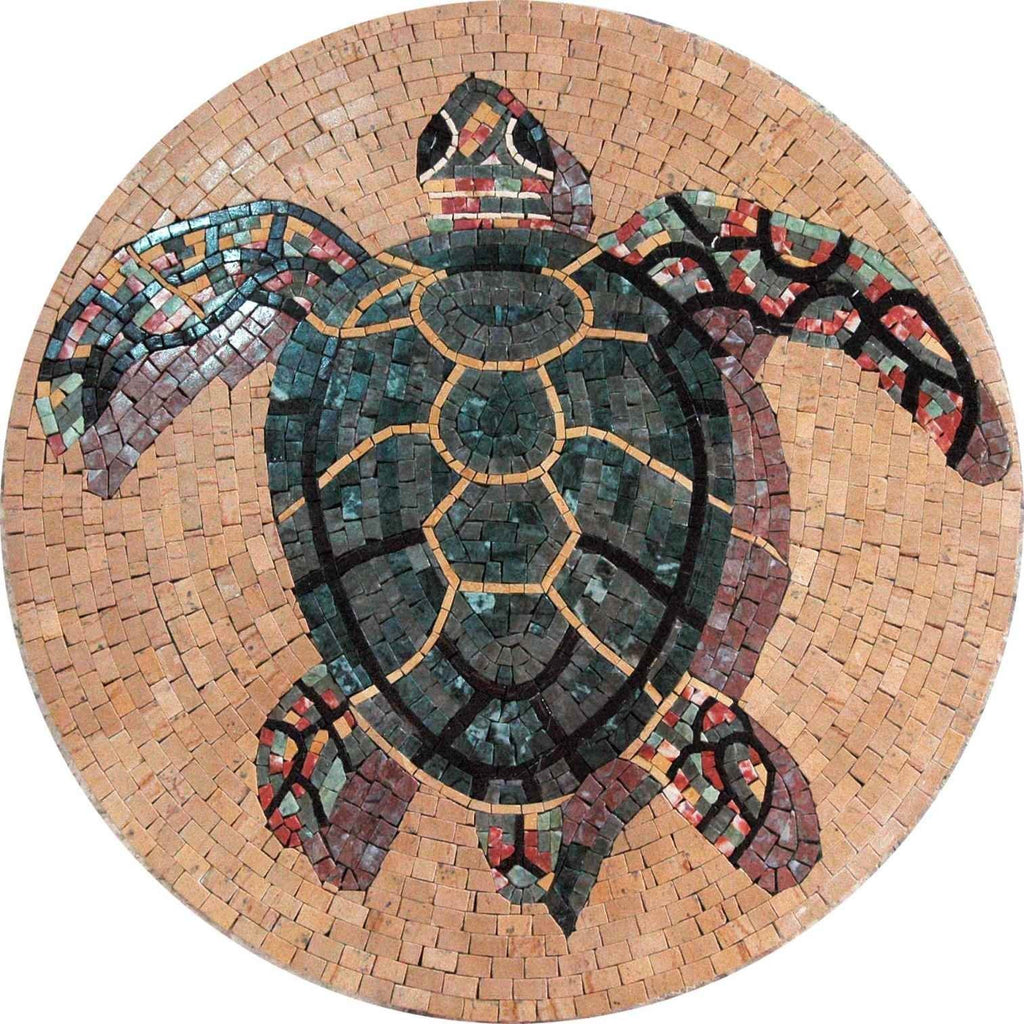 Handmade Marble Mosaic - Sea Turtle