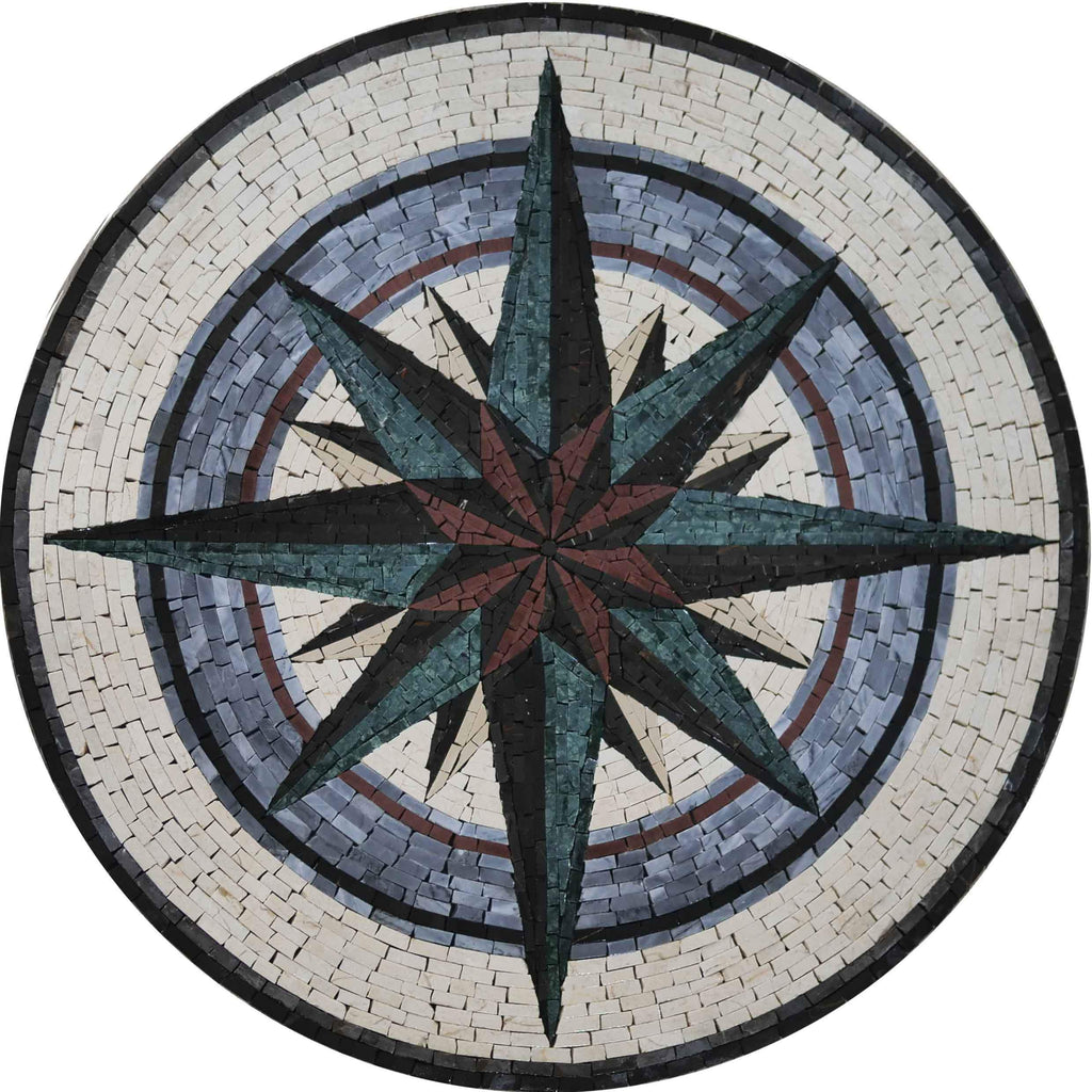 Marble Mosaic Compass - Viridi Circuitum | Compass | Mozaico