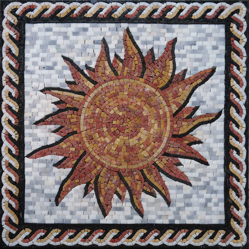 Celestial Mosaic Sun with Roped Border